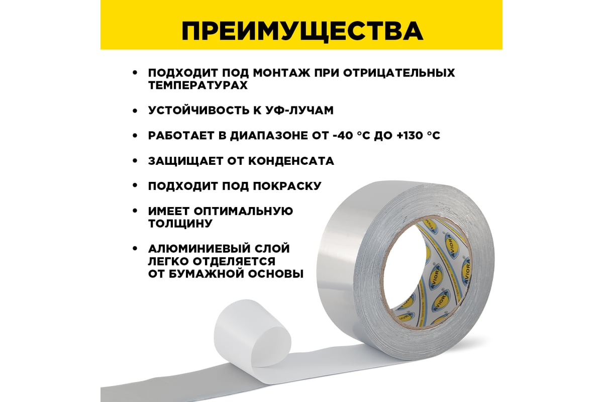 Алюминиевая лента AVIORA DSAF 60 мкм, 50 мм, 50 м 302-009 - выгодная ...