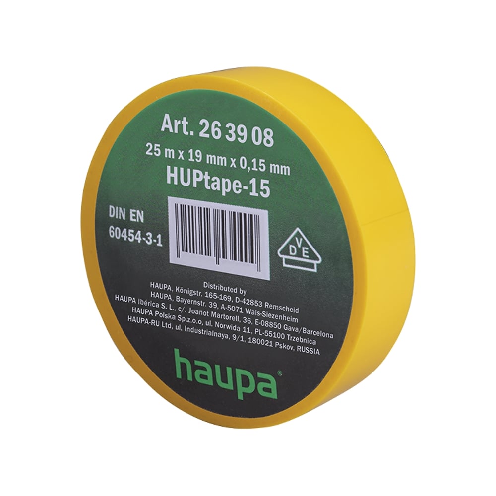 Изолента ПВХ HAUPA 19 мм x 25 м, цвет желтый 263908 - выгодная цена ...
