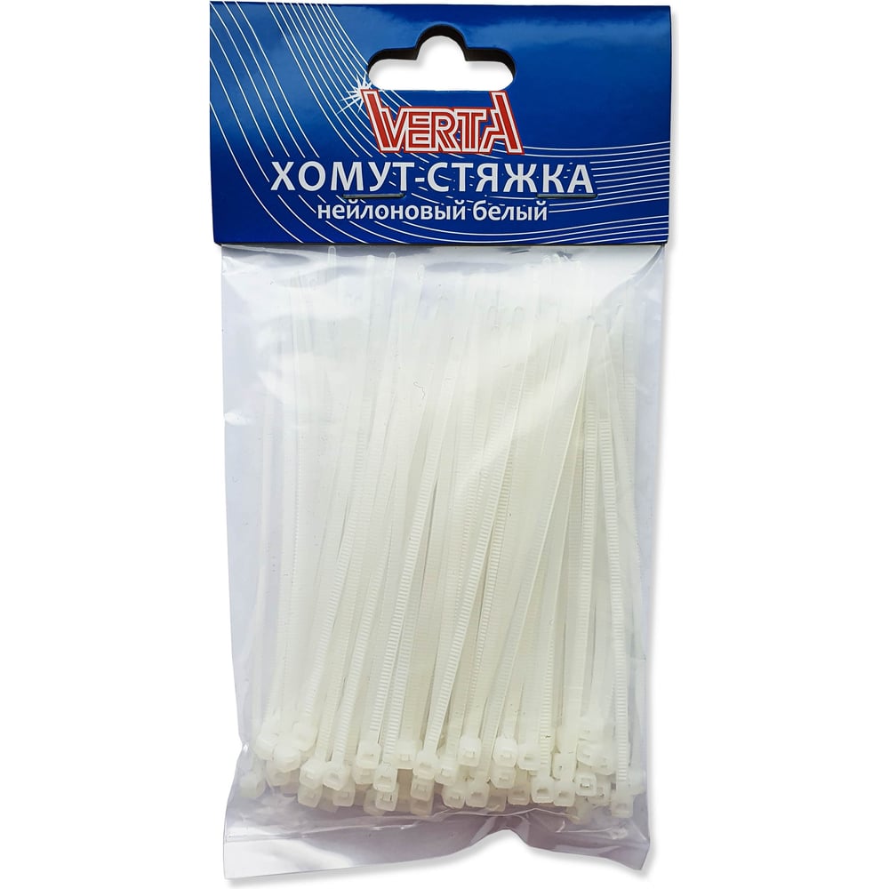 Нейлоновый хомут-стяжка VERTA 4,8х390 мм белый 1уп/100шт VS-48-390W ...