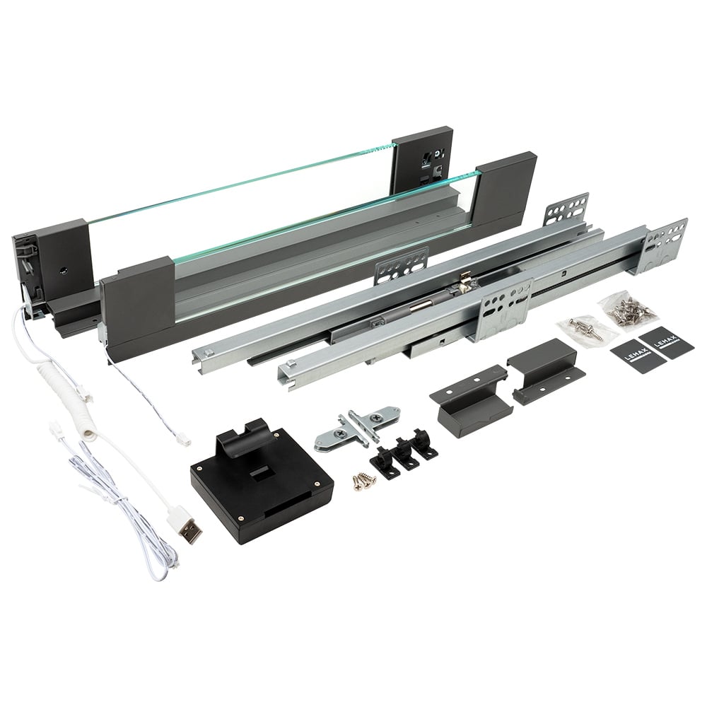 Система Lembox со стеклянными боковинами и LED-подсветкой Lemax PROF H=84, L=500, серый LBGW84 ...