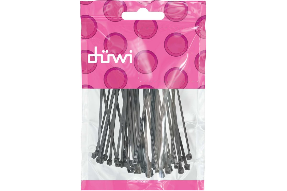 Нейлоновая хомут-стяжка под винт duwi 150x3,6 мм, черная, упаковка 10 ...