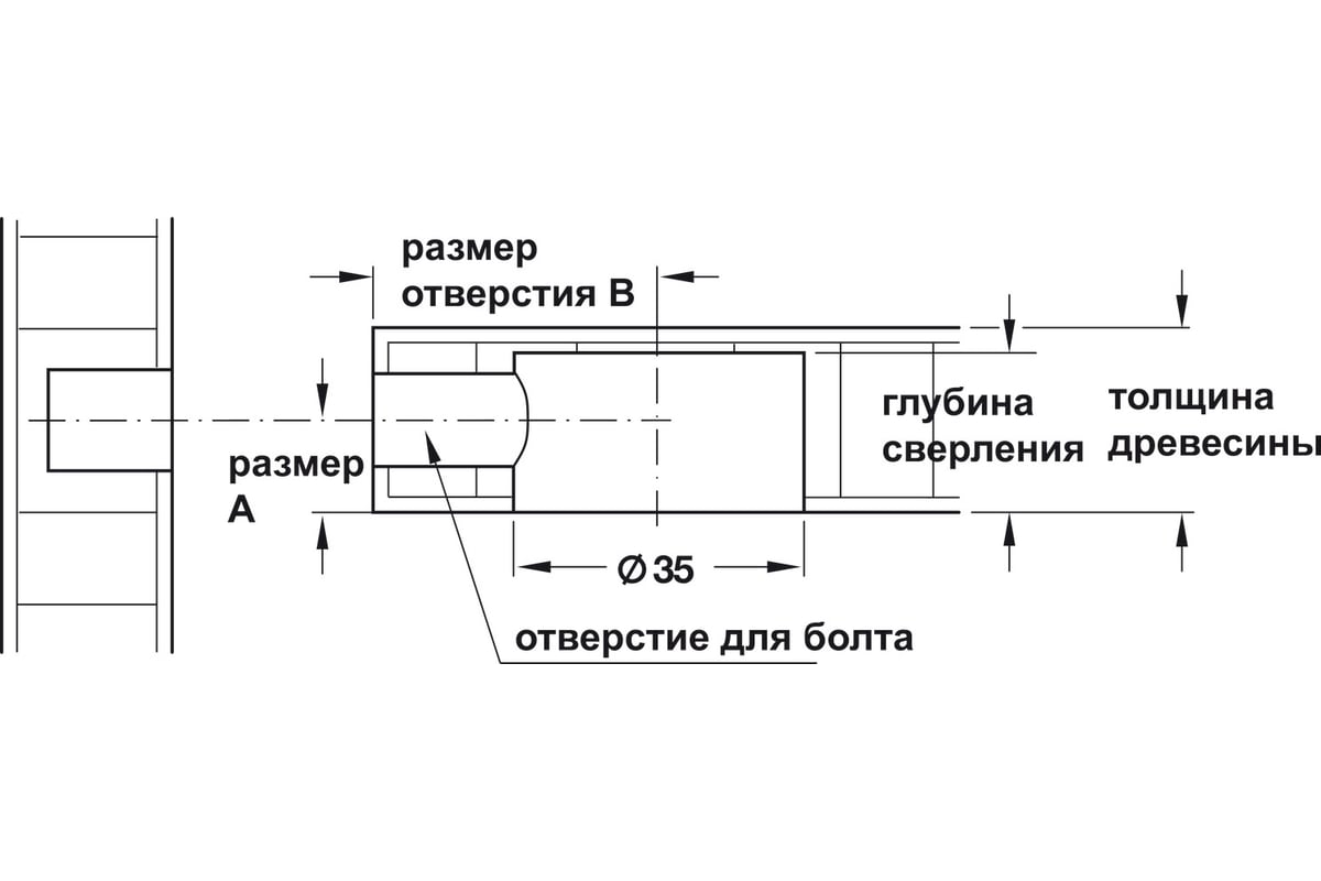 Болт Hafele для MAXIFIX E оцинкованный B55/M8x9,5 мм упаковка 10 штук ...