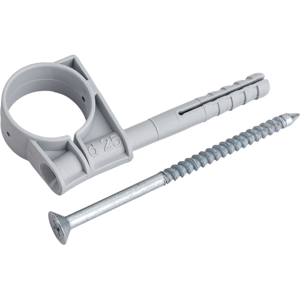 Одинарный пластиковый кронштейн с дюбелем MasterProf 25-27 мм, 5 шт ИС.130165 - выгодная цена ...