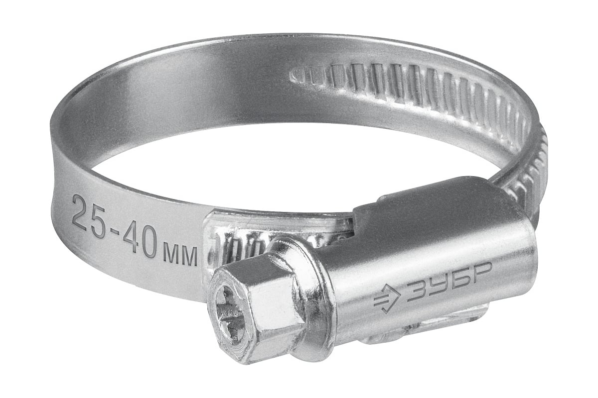 Червячный хомут ЗУБР Х-9н 25-40 мм, оцинкованный, 50 шт. 37807-40 ...