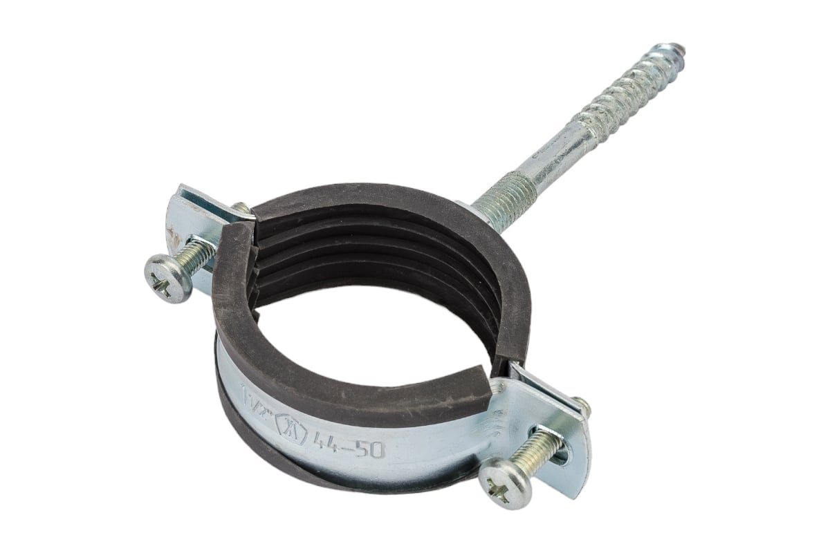 Оцинкованный хомут с резиновым уплотнителем MasterProf 1.1/2", M8, с шурупом и дюбелем ИС.140020 ...