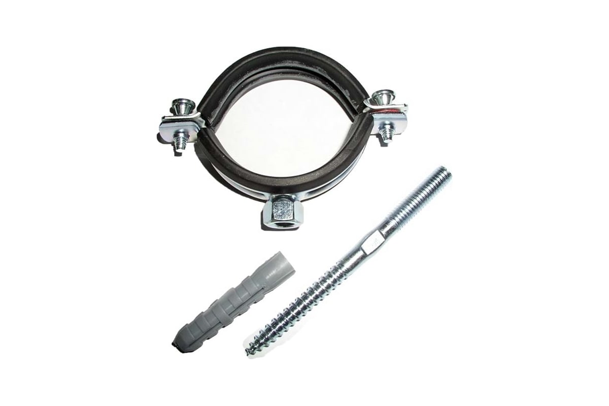 Оцинкованный хомут с резиновым уплотнителем MasterProf 1/2", M8, с шурупом и дюбелем ИС.140016 ...