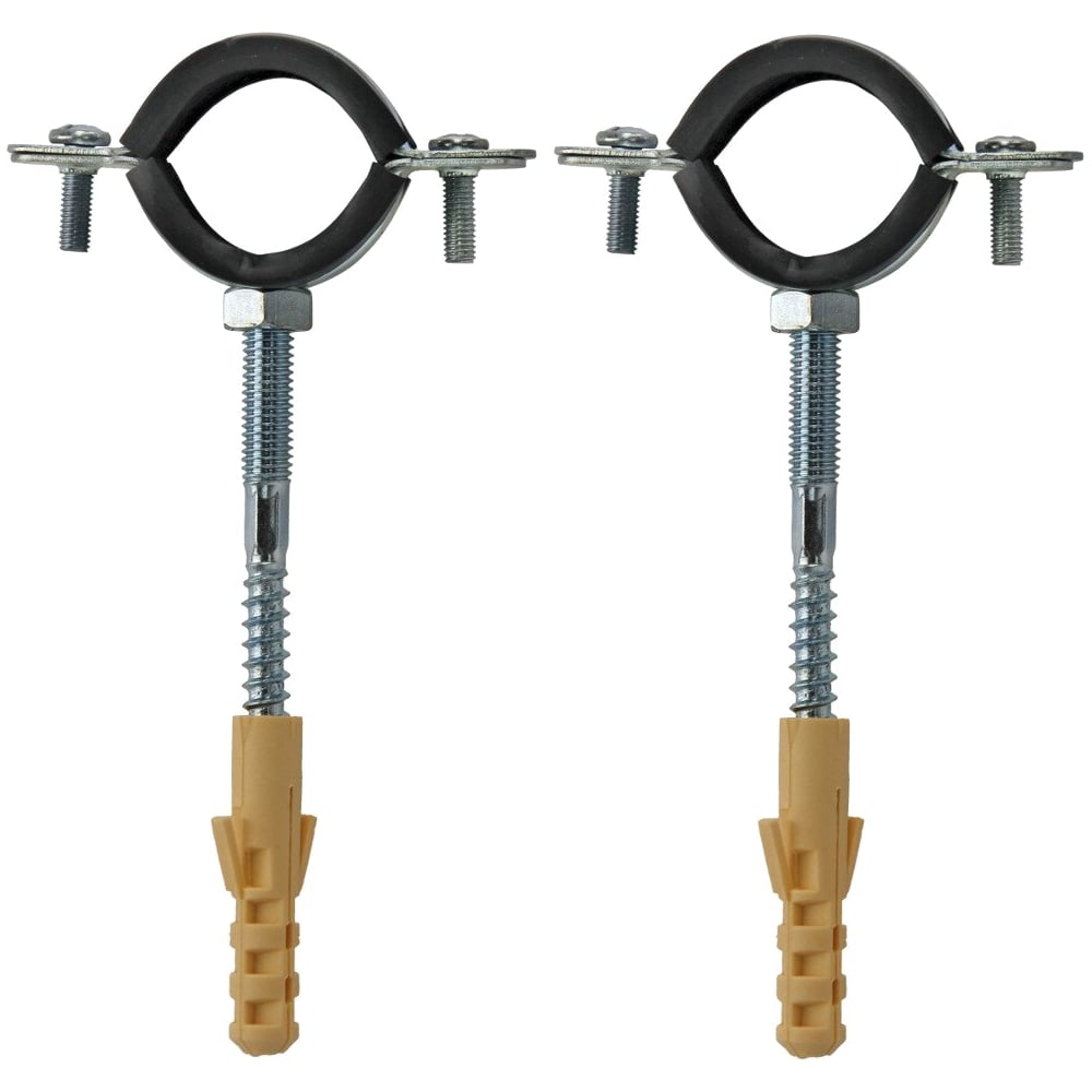 Оцинкованный хомут с резиновым уплотнителем MasterProf 1/2" 20-23мм с шурупом и дюбелем 2шт MP ...