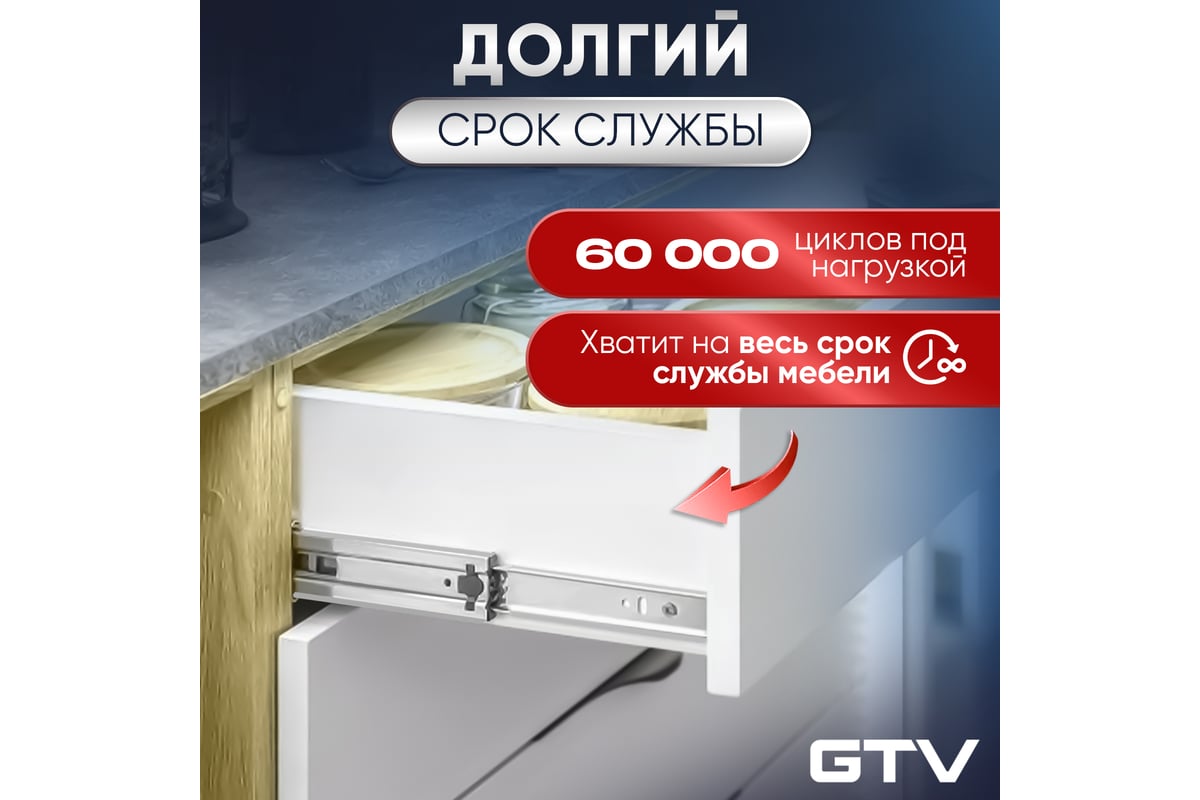 Шариковые направляющие GTV Versalite LIGHT с доводчиком PK-L-H45-400-GX ...