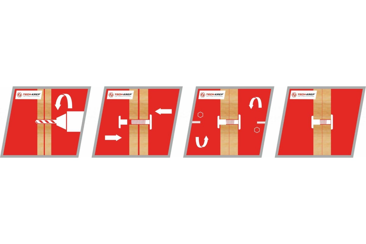 Винт Tech-Krep DIN 7420 мебельный с плоской головкой М6x50 30 шт. пакет ...