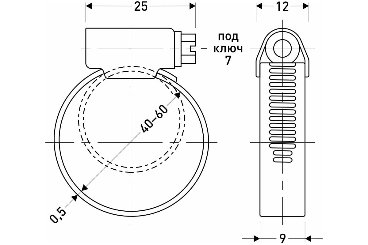 Обжимной червячный хомут MasterProf нержавеющая сталь, 40-60 мм, 10 шт. ИС.140177.10 - выгодная ...