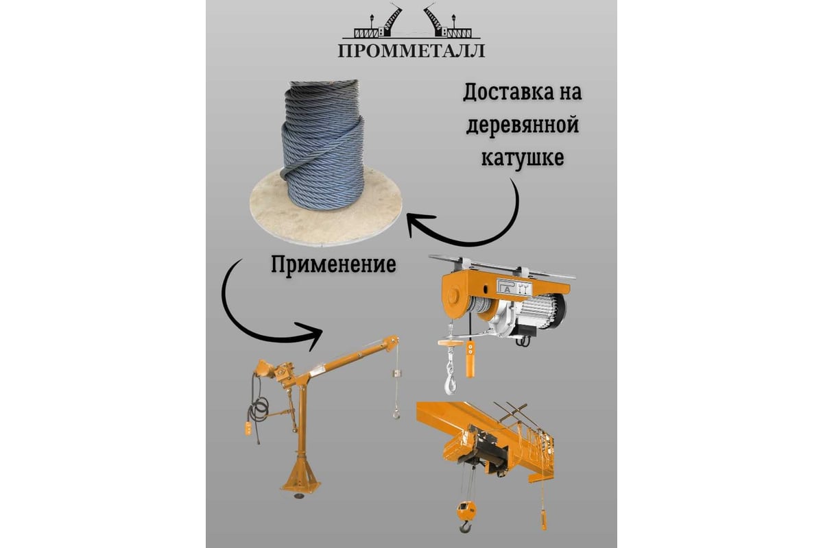 Стальной канат ПРОММЕТАЛЛ ф 6.2 мм. 25 погонный/оцинкованный/ 00002702 ...