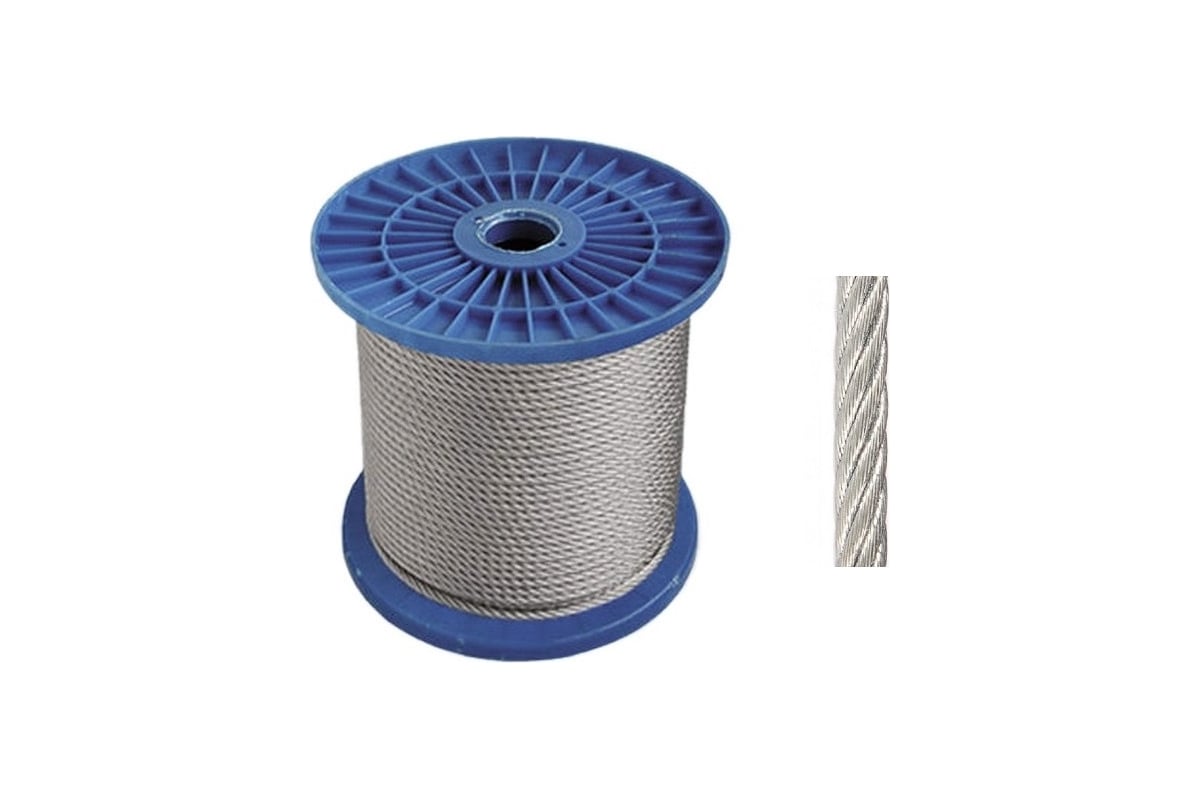 Стальной трос МЕТАЛЛСЕРВИС DIN 3055, 4 мм, оцинкованный, 200 м 1230969 ...