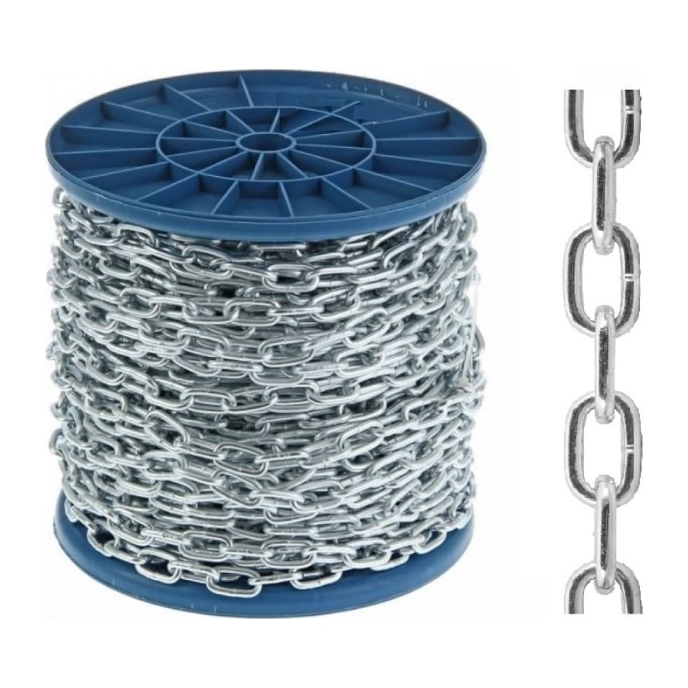 Короткозвенная цепь МЕТАЛЛСЕРВИС DIN 766, 3 мм, цинк, 60 м 1227084 ...