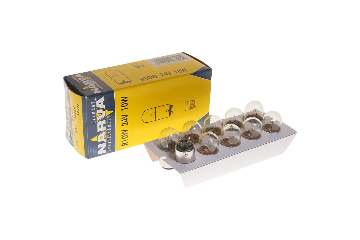 Автолампа NARVA R10W BA15d 24V 10 200 HIT 173223000 - выгодная цена ...