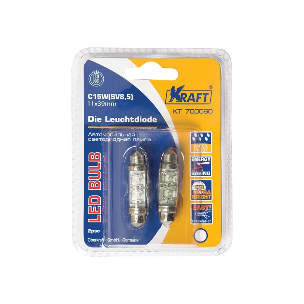 Светодиодная лампа KRAFT C15W SV8.5 11x39 white 2 LEDs KT 700060 ...