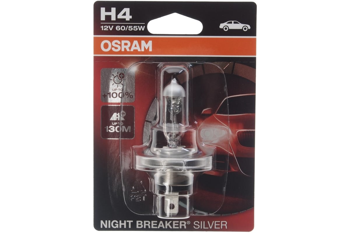 Автолампа OSRAM H4 60, 55 P43t+100% NIGHT SILVER 12V, 1, 10 64193NBS ...