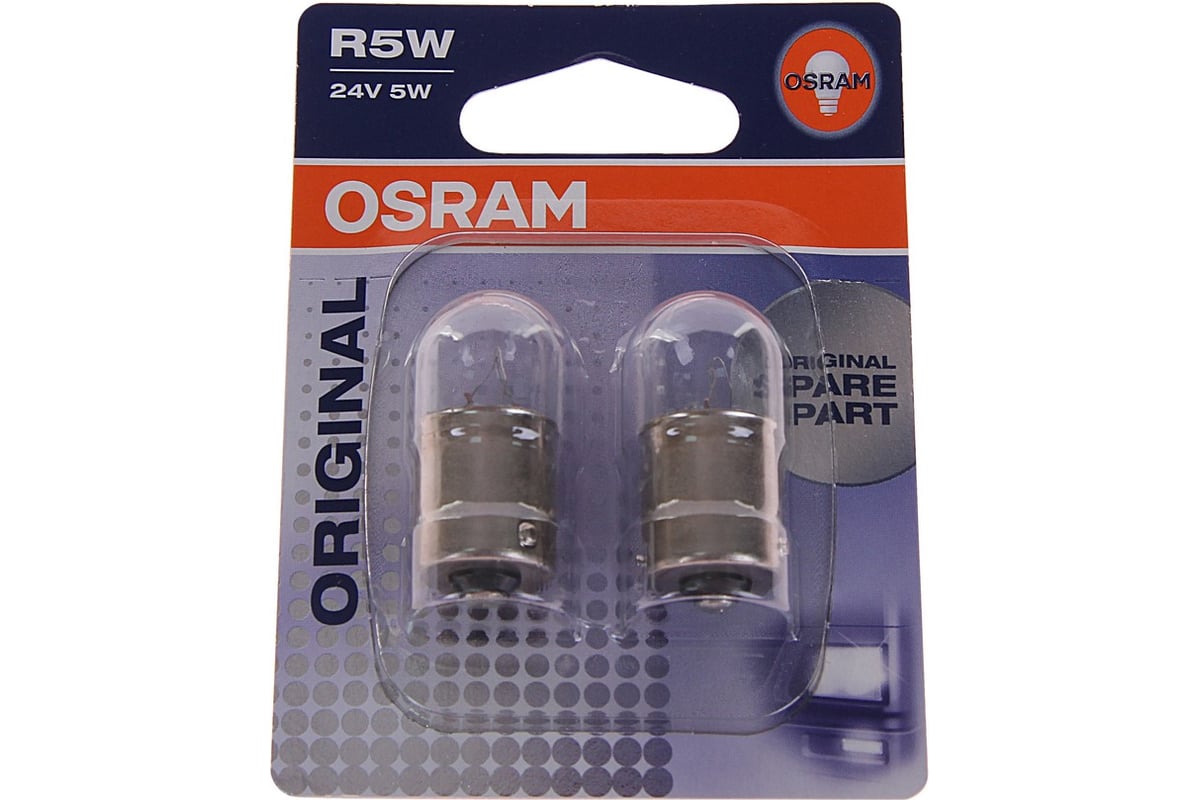 Автолампа OSRAM R5W BA15s, 2 шт. 24V, 1, 10 5627-02B - выгодная цена ...