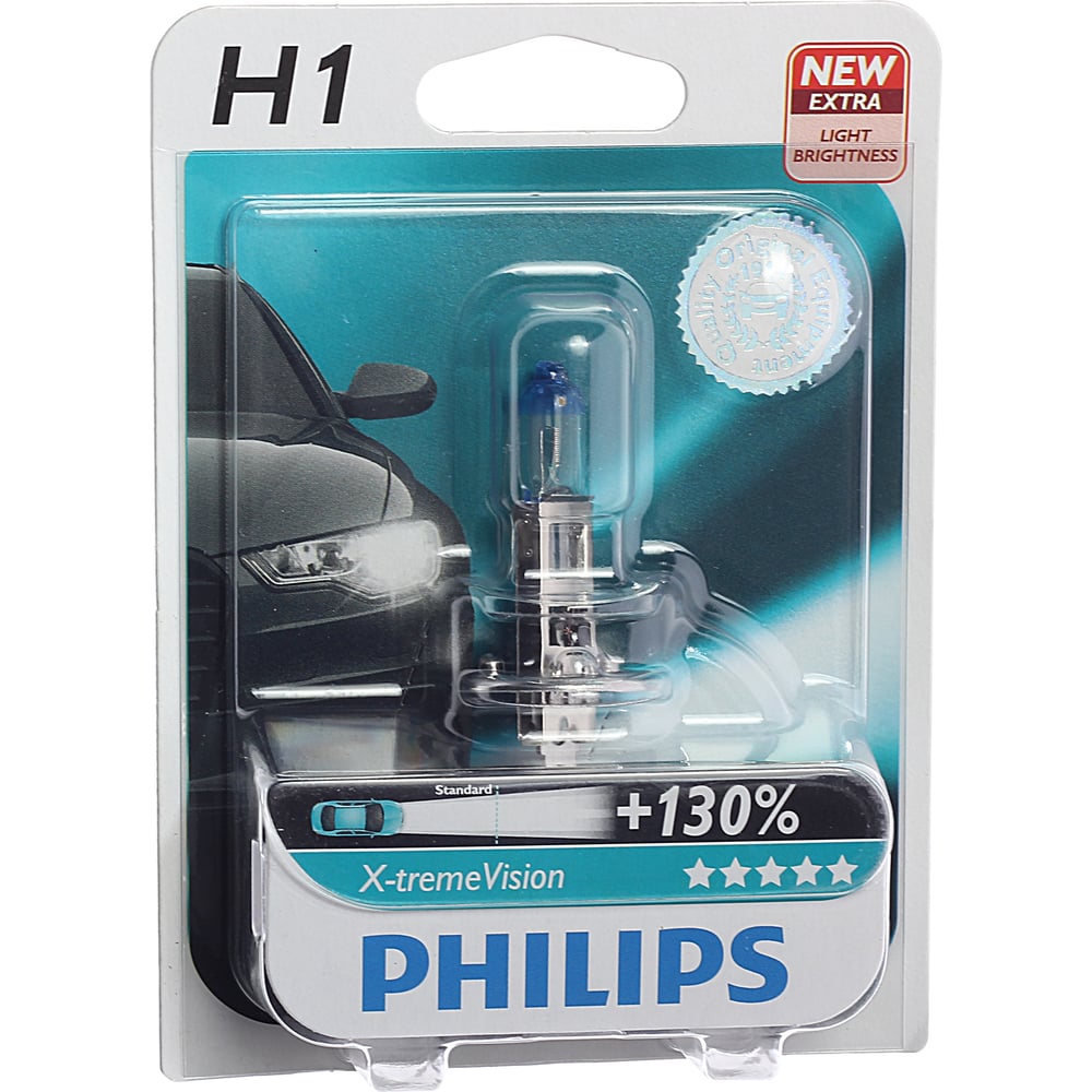 Автолампа PHILIPS H1, 55 P14.5s+130% X-TREME VISION PLUS 12V 1,10 ...