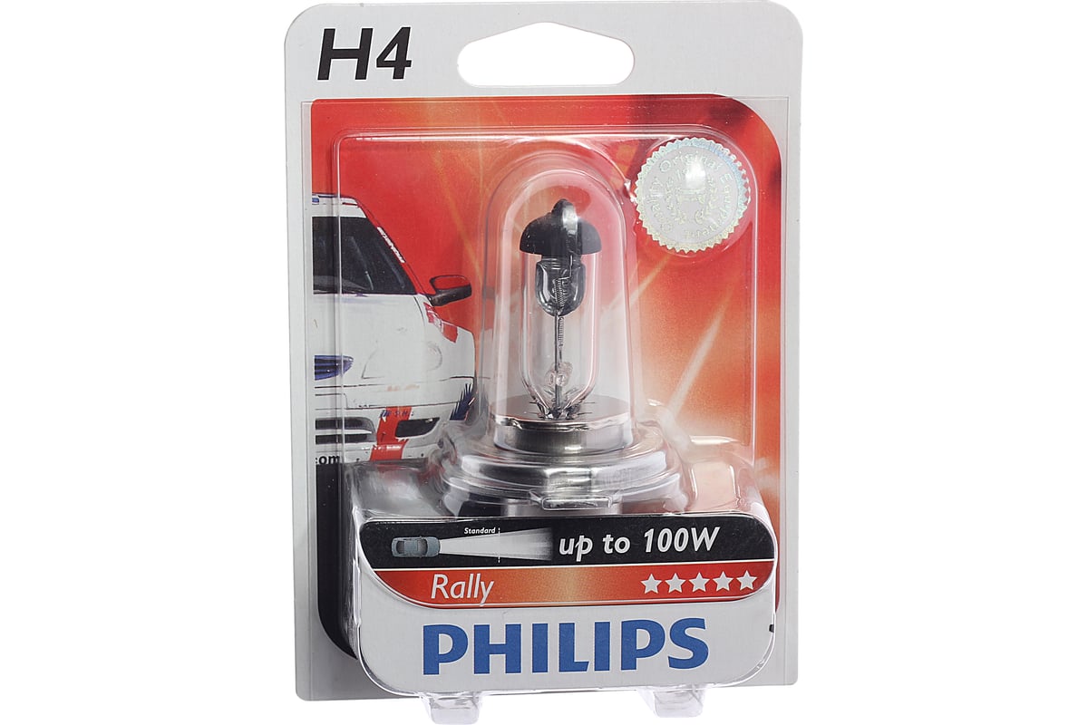 Автолампа PHILIPS H4, 100, 90 P43t-38 RALLY 12V 1,10,100 12569RAB1 ...