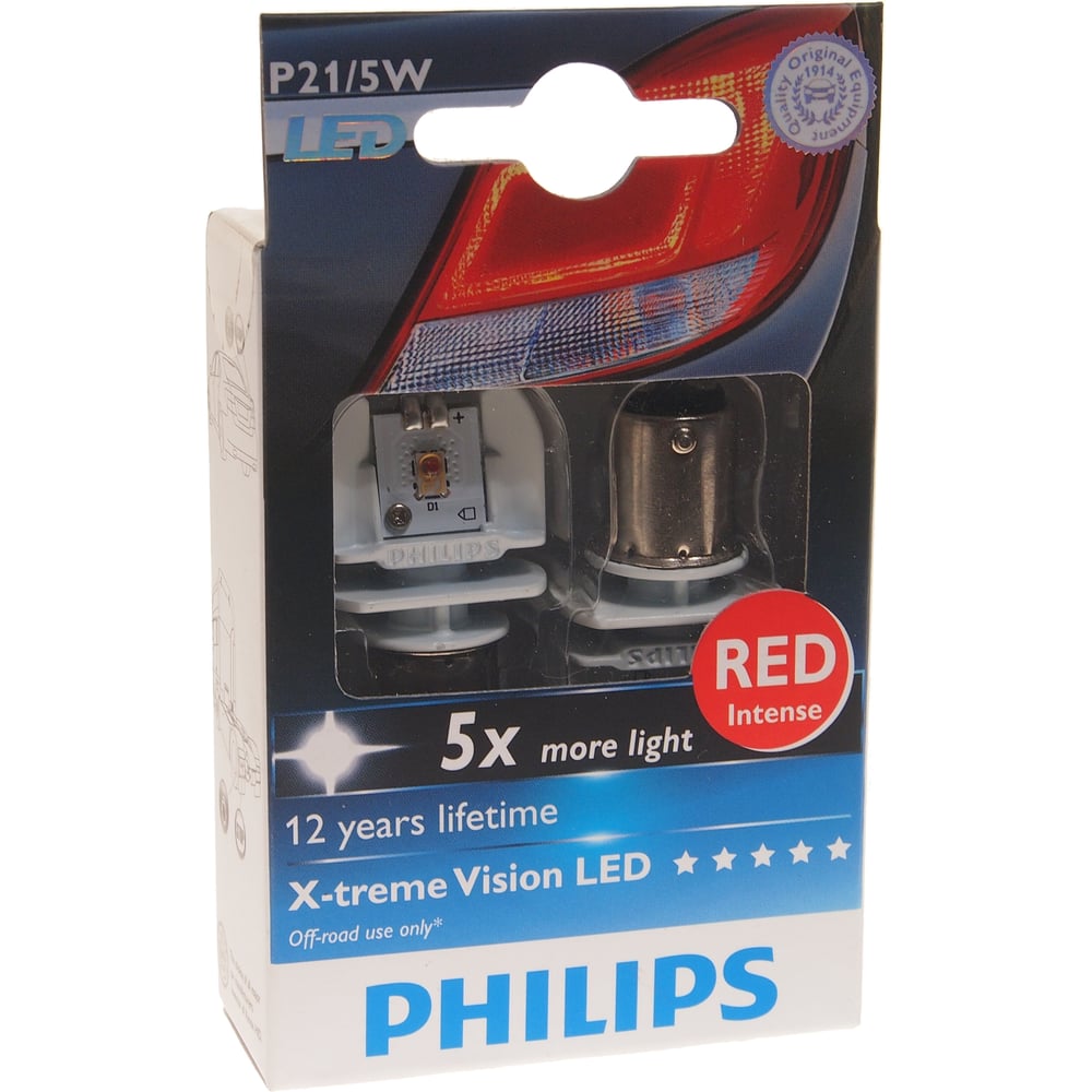 Автолампа PHILIPS P21,5W BAY15d LED RED X-TREME VISION 2 шт. 12, 24V 1 ...