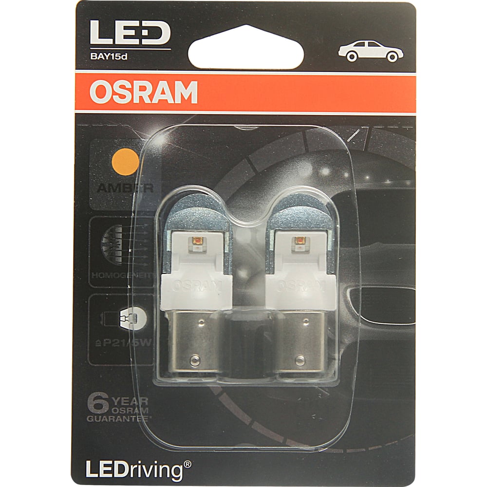 Автолампа OSRAM P21/5W BAY15d LED AMBER 2шт 12V, 1, 5 1557YE-02B ...