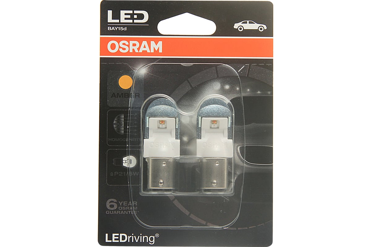 Автолампа OSRAM P21/5W BAY15d LED AMBER 2шт 12V, 1, 5 1557YE-02B ...