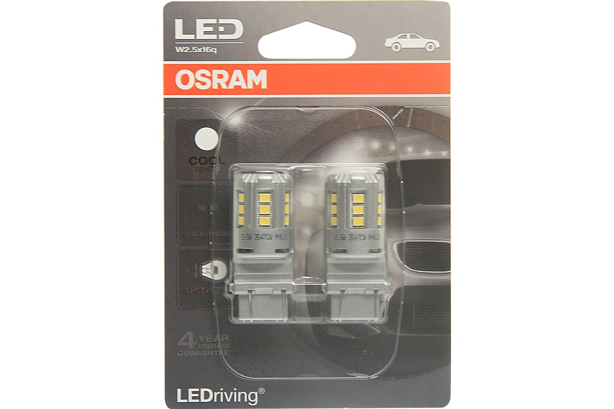 Автолампа OSRAM P27/7W W2.5 16q LED 2шт 12V, 1, 5 OLD 3547CW-02B ...