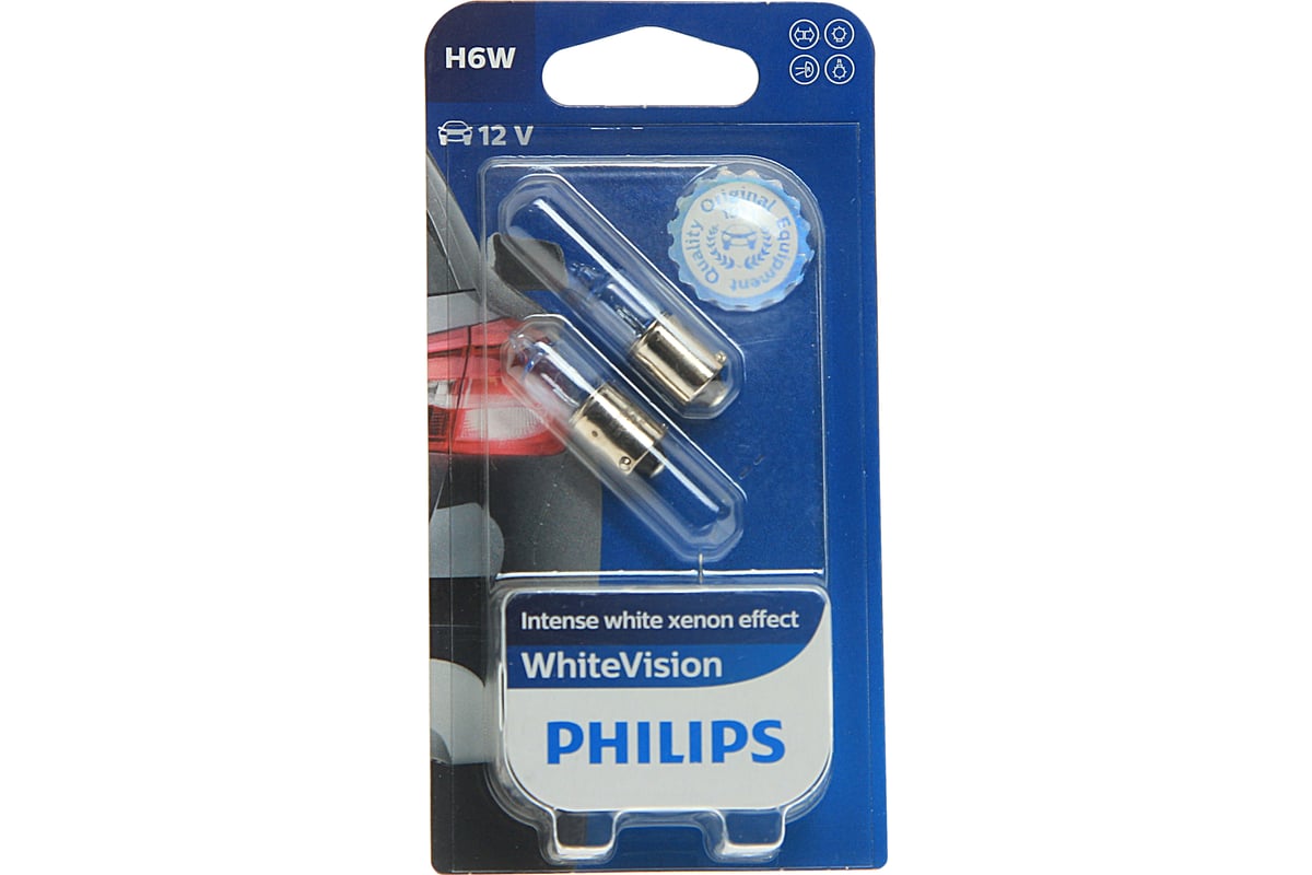 Автолампа PHILIPS H6W BAX9s VISION 12V 10 12036WHVB2 - выгодная цена ...
