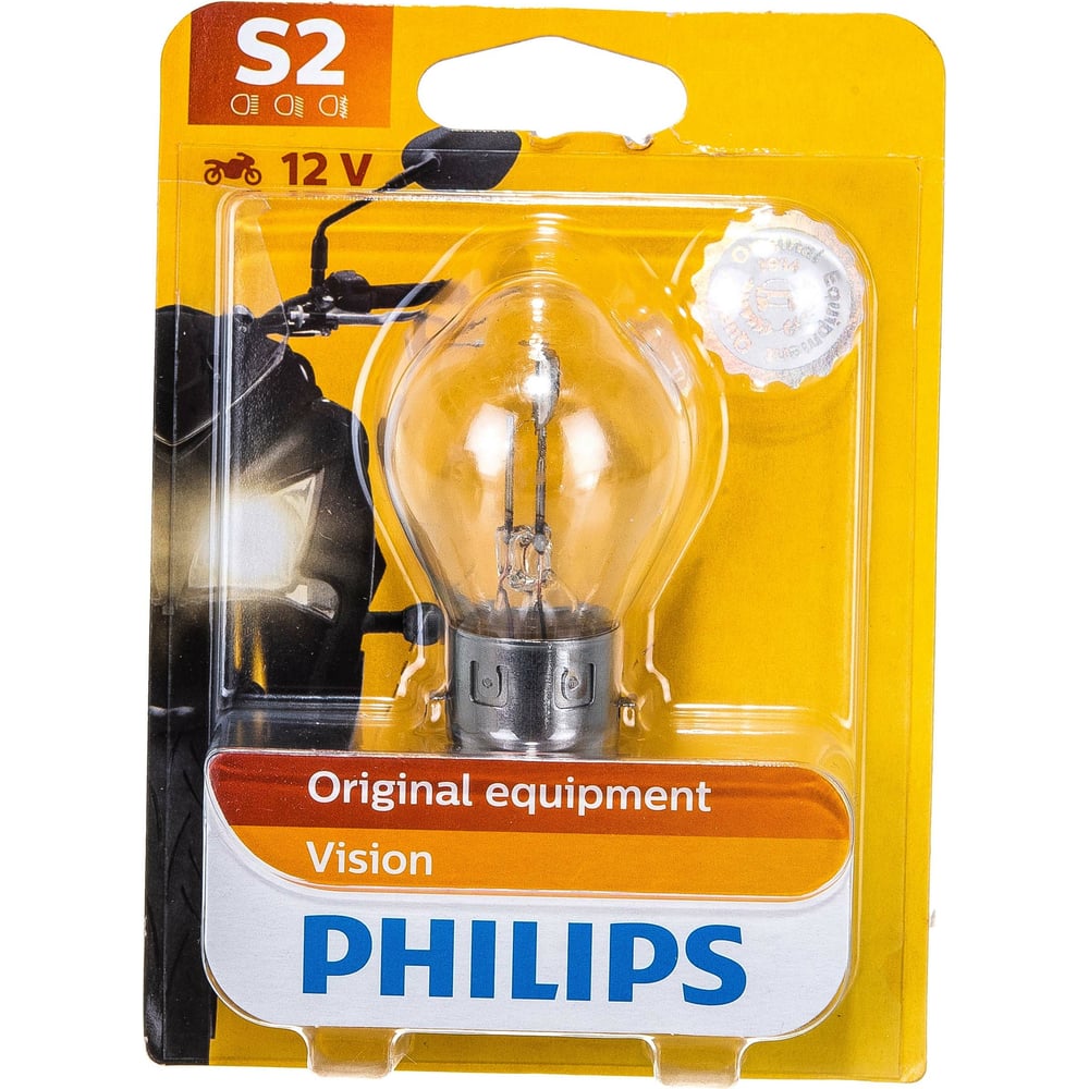 Автолампа PHILIPS S2 35,35 BA20d+30 VISION MOTO 12V 1,10,100 12728BW ...