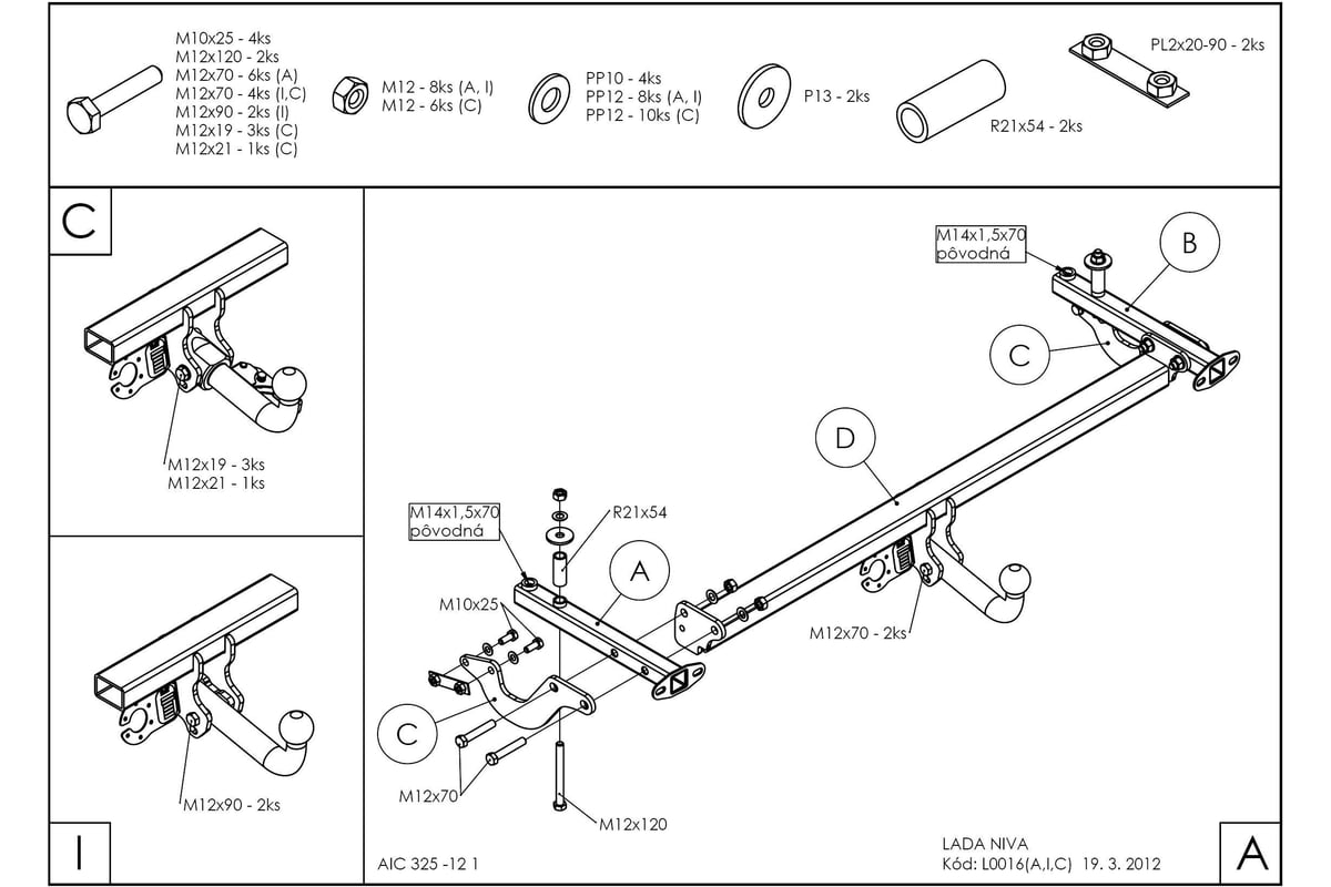 Полностью оцинкованный фаркоп GALIA для Лада Нива ВАЗ 2121/21213/21214 ...