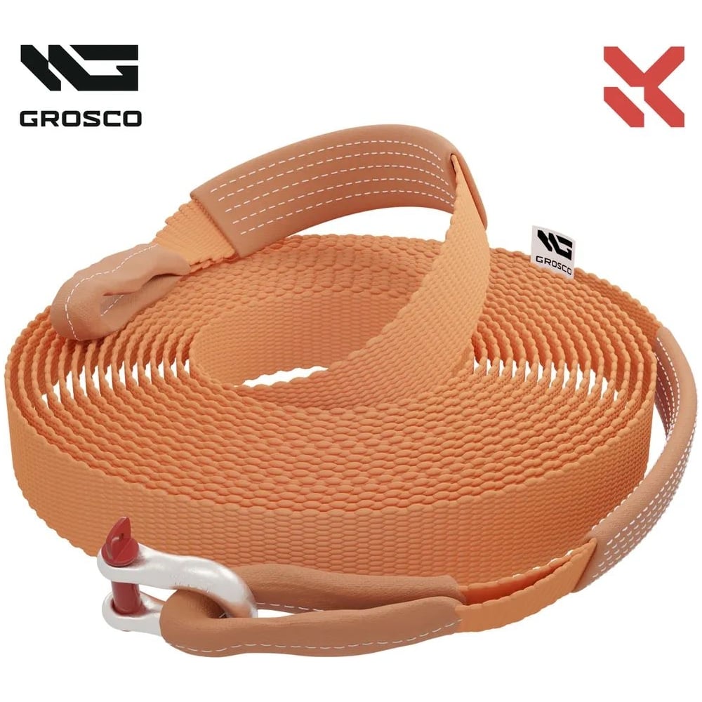 Буксировочный грузовой трос Grosco 60т, 3м, скоба/скоба, для буксировки ...