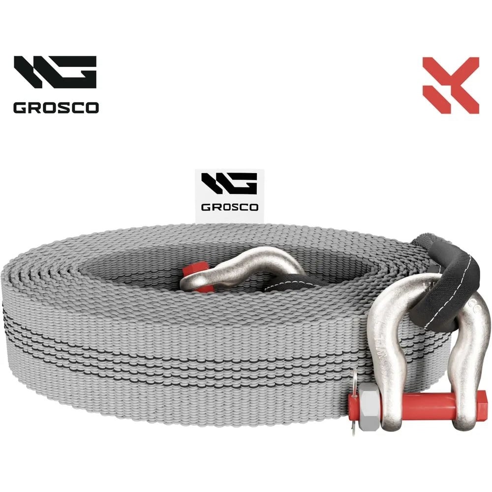 Буксировочный грузовой трос Grosco 60т, 7м, скоба/петля, для буксировки ...