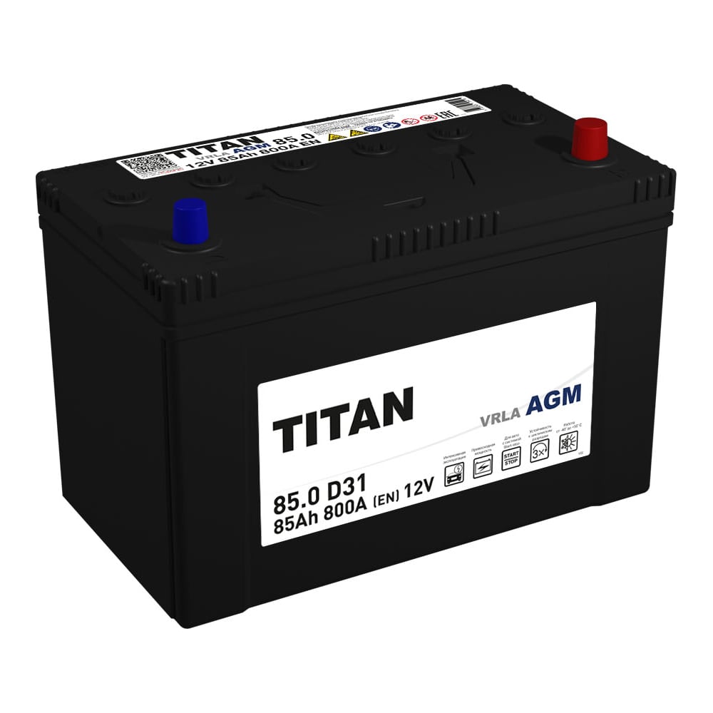 Аккумулятор TITAN AGM 85.0 VRLA D31 B00 (О.П.) 800А, 305x171x222 ...