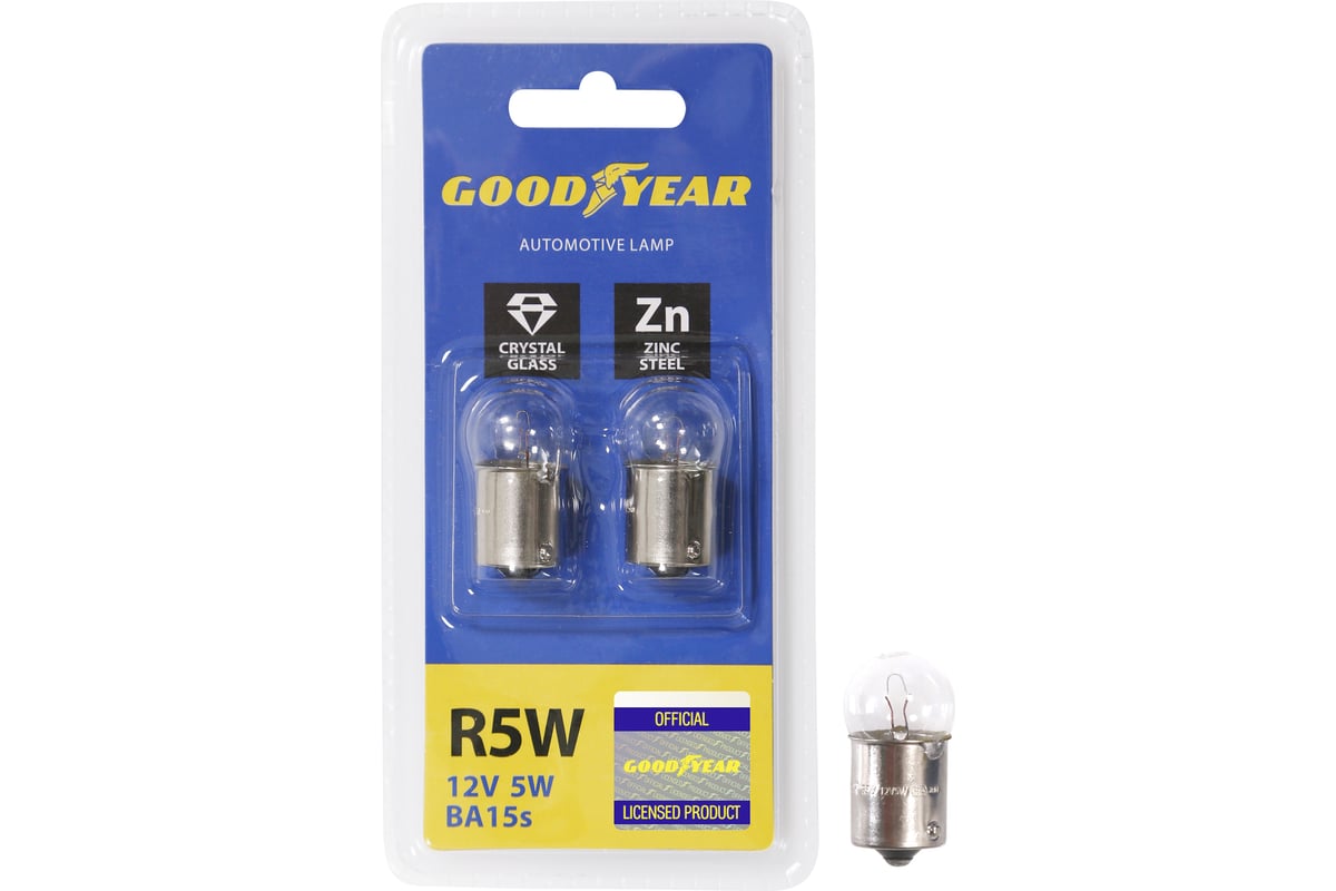 Автомобильная лампа накаливания Goodyear R5W 12V 5W BA15s блистер: к-т ...