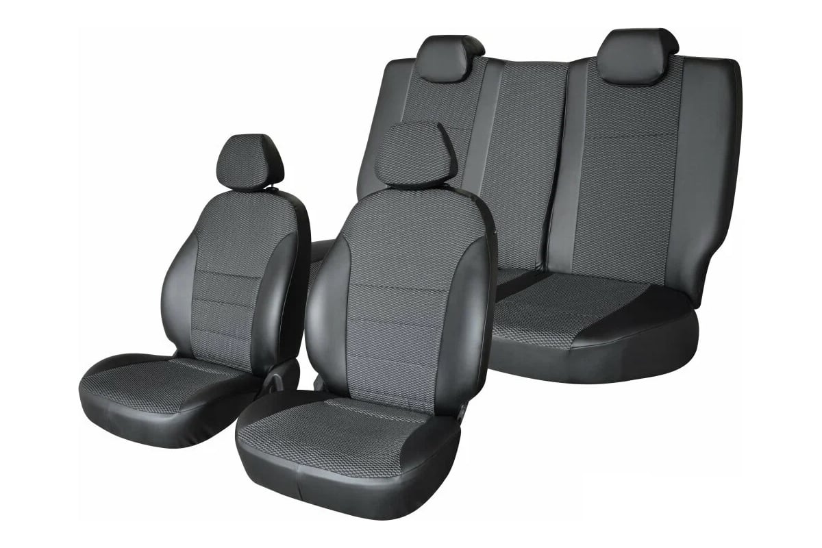 Чехлы на сиденья DEFLY УАЗ Патриот, 2005-2014, экокожа черная/жаккард ...