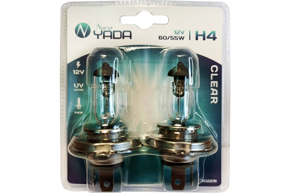 Лампа Nord-Yada H4 12V 60/55W P43t CLEAR 2шт, блистер TM Nord YADA ...