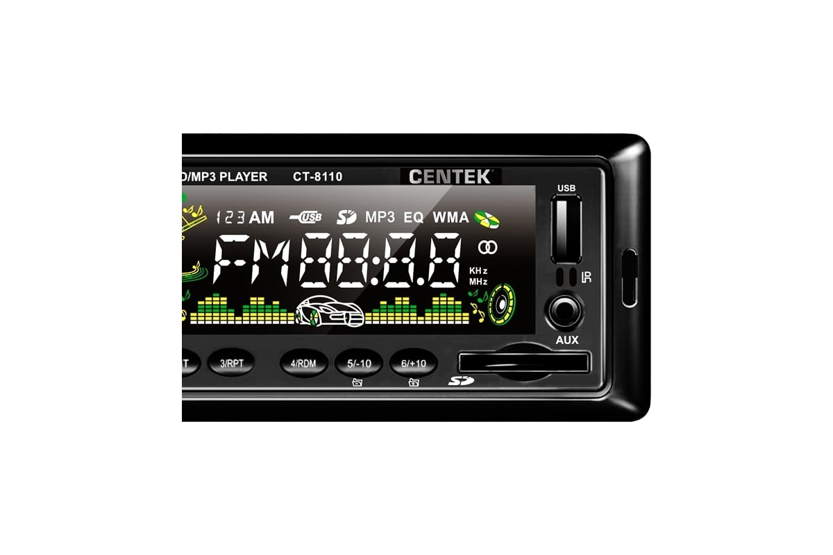 Автомагнитола Centek 4х50 Вт, ПУЛЬТ, SD, MMC, USB, MP3, цветной LED, 18 ...