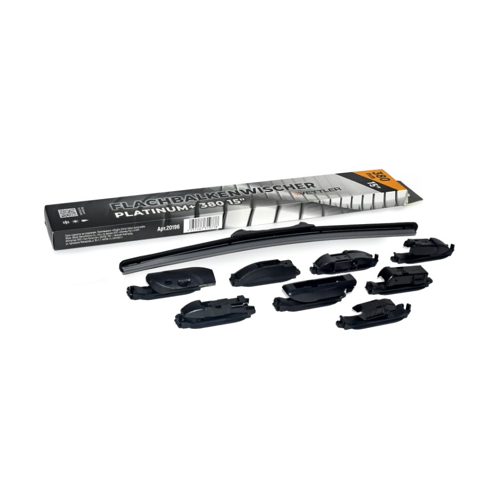 Щетка стеклоочистителя бескаркасная VETTLER 380 мм PLATINUM+ (8 ...