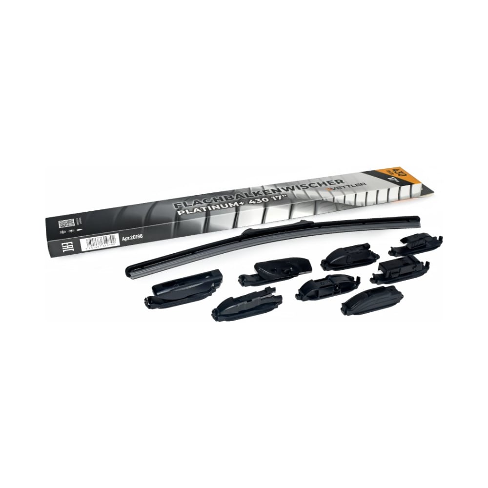 Щетка стеклоочистителя бескаркасная VETTLER 430 мм PLATINUM+ (8 ...