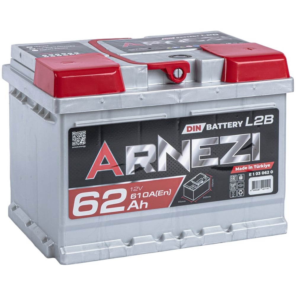 Аккумулятор Arnezi DIN SMF 62 А/ч обратный R+ 242x175x175 L2B EN 610 А E1030620 - выгодная цена ...