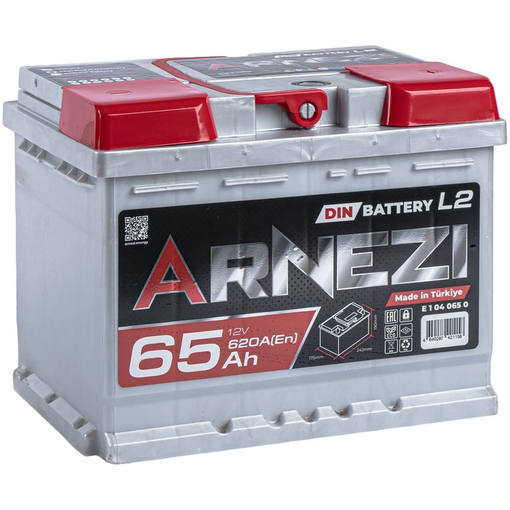 Аккумулятор Arnezi DIN SMF 65 А/ч обратный R+ 242x175x190 L2 EN 620 А E1040650 - выгодная цена ...
