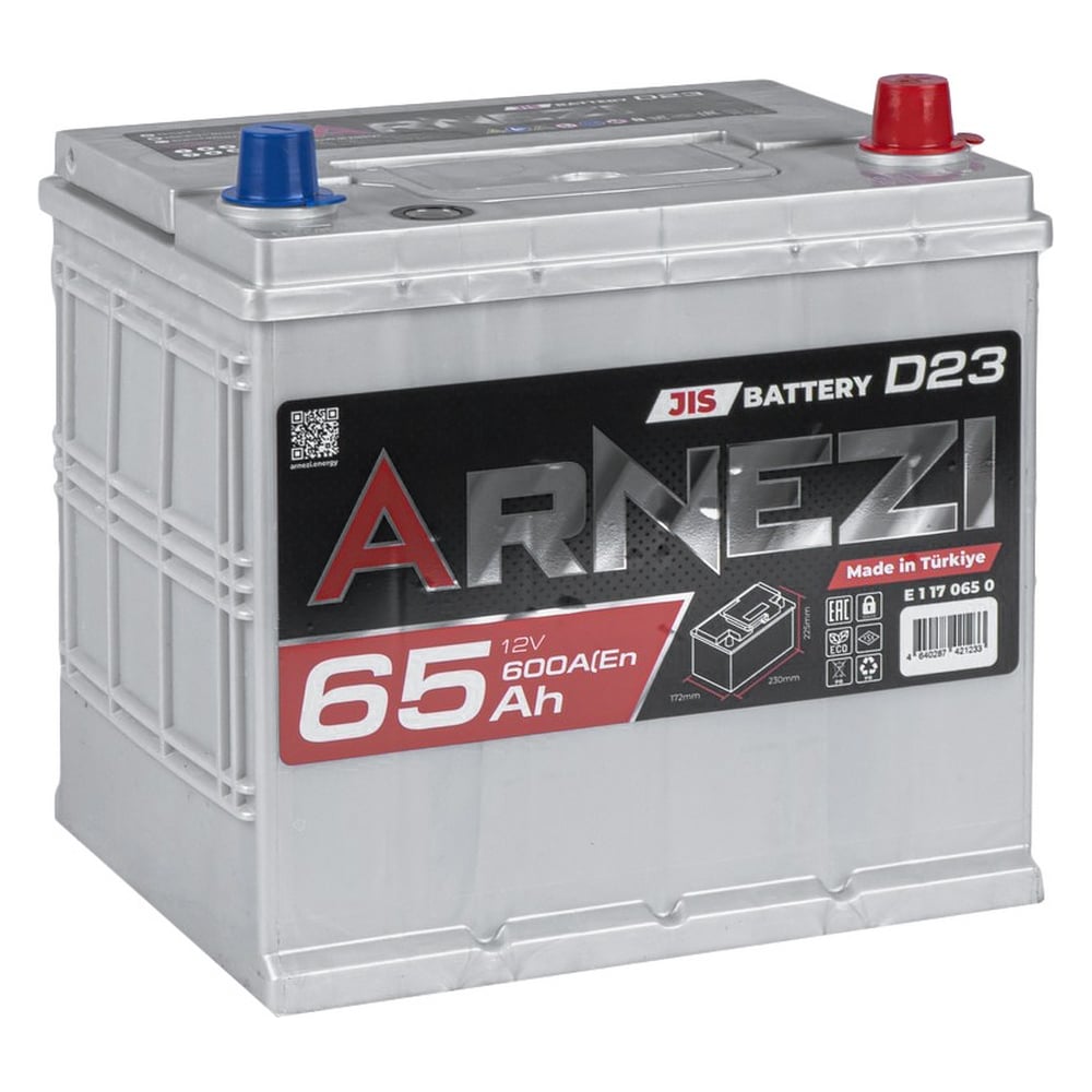 Аккумулятор Arnezi JIS SMF 65 А/ч обратный R+ 230x172x225 D23 EN 600 А E1170650 - выгодная цена ...