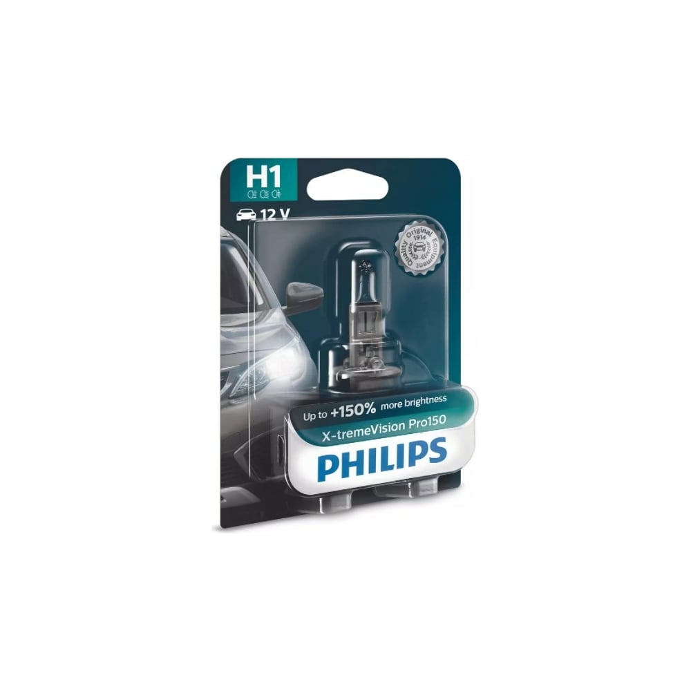 Автолампа PHILIPS H1 55 P14.5s+150 X-tremeVision Pro150 3400К 12V ...