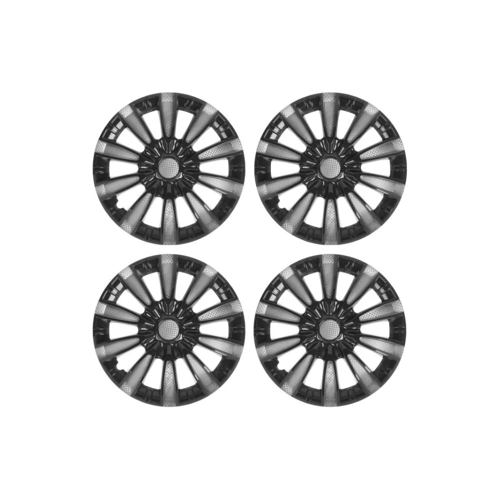 Колесные колпаки TORSO R16 Tornado, серебристо-черный карбон, набор 4 ...