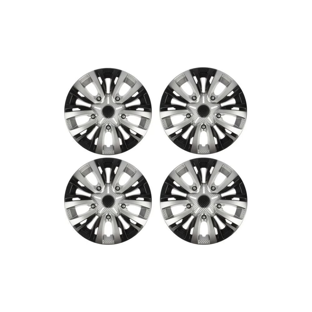 Колесные колпаки TORSO R16 ЛИОН, серебристо-черный карбон, набор 4 шт ...