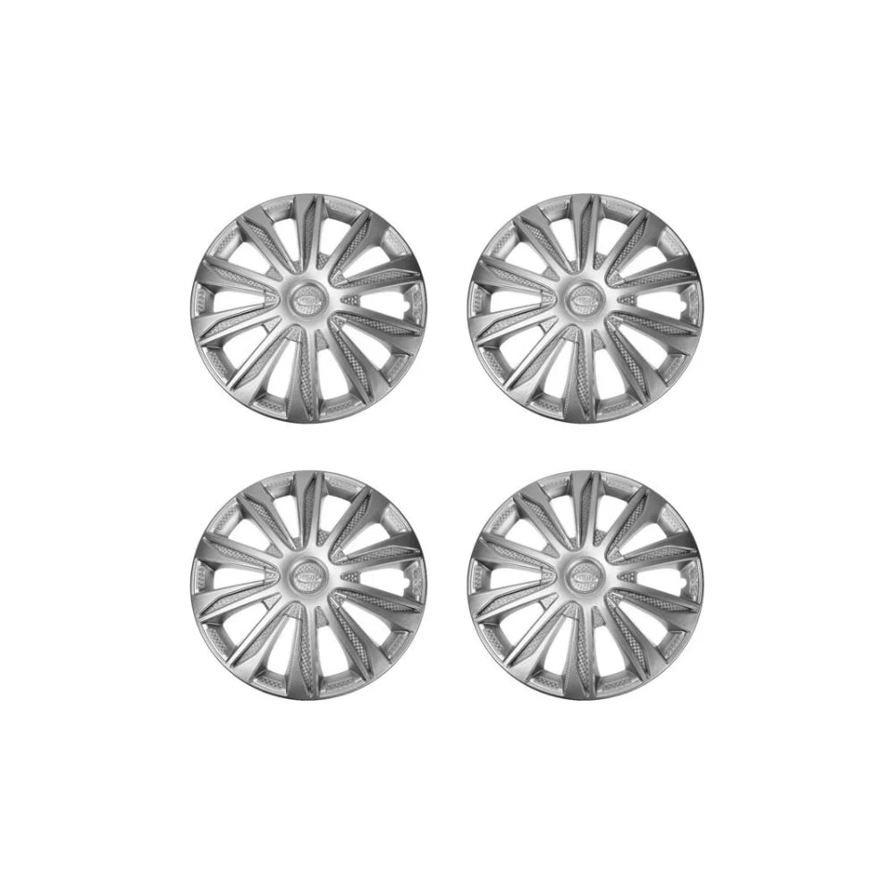 Колесные колпаки TORSO R16 PROFI, серебристый карбон, комплект 4 шт ...