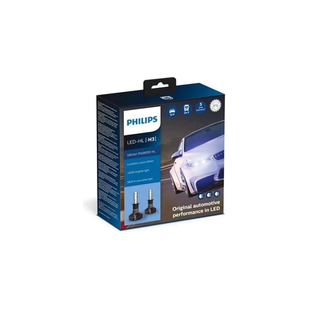 Автолампа PHILIPS H3, Ultinon Pro9000 LED HI/LO, 5800 K, 12 В ...