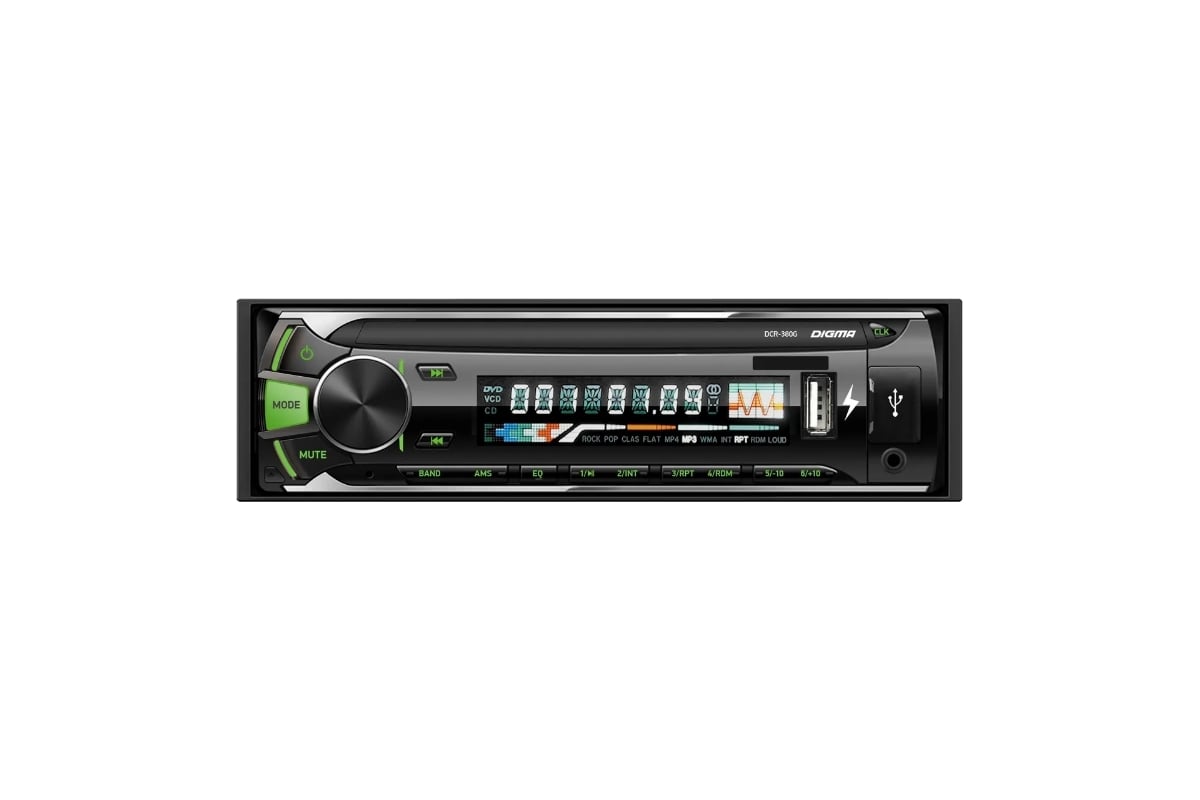 Автомагнитола DIGMA DCR-380G 1DIN 4x45Вт 480591 - выгодная цена, отзывы, характеристики, фото ...
