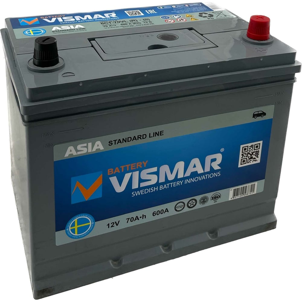 Аккумулятор VISMAR ST ASIA 6СТ-70 L (R)-(0) 600А 260/175/225 4627129568721 - выгодная цена ...