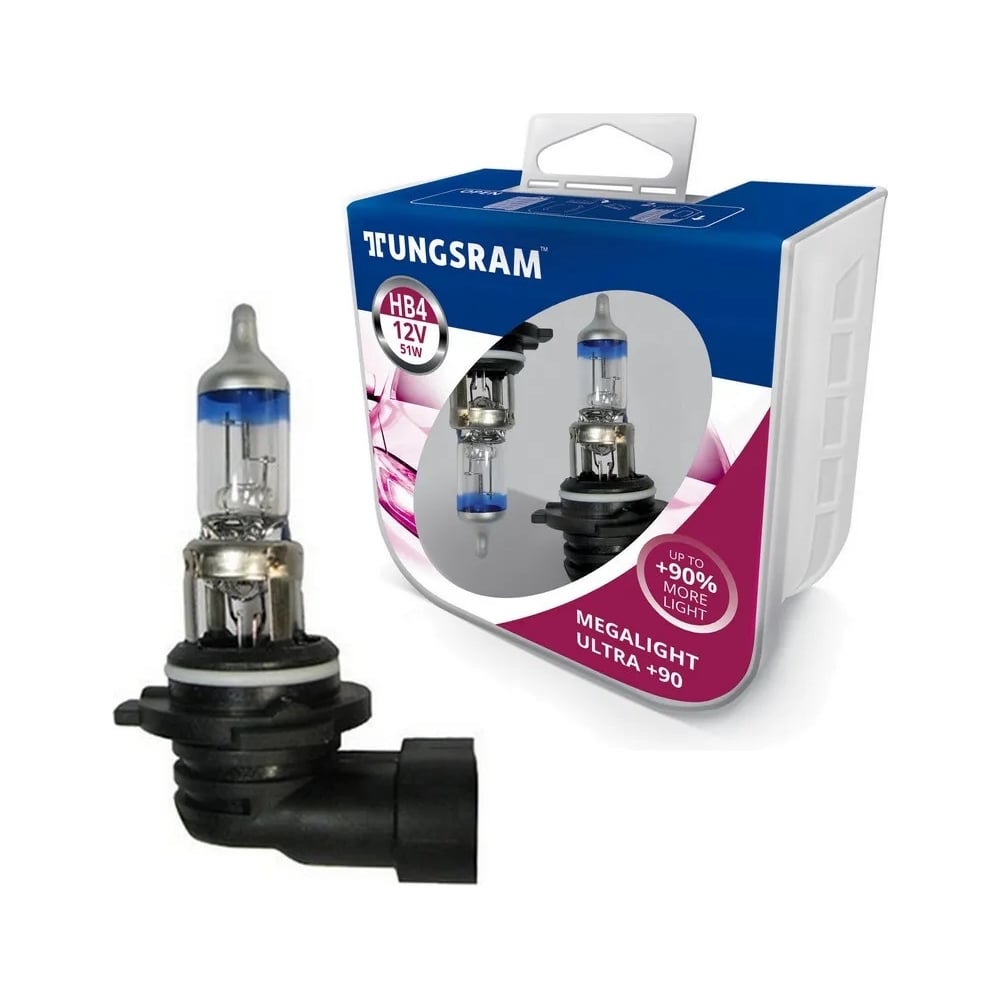 Лампы Tungsram HB4 12V- 51W Megalight Ultra +90, упаковка 2 шт. 9006SXU ...